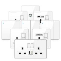 China KXN EU Receptacle Outlet Covers 10A 13A Fireproof  UK Grey Wall Sockets for sale