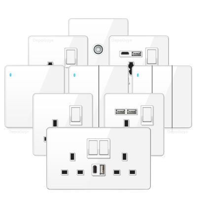 China KXN EU Receptacle Outlet Covers 10A 13A Fireproof  UK Grey Wall Sockets for sale