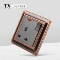 China 86 Panel Retro Style Red Antique Brass Alloy Toggle Switch Universal 1-2-3-4 Gang Outlet Socket 250V Plug Sockets for sale