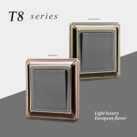 China Luxury Electric EU Sockets Germany Red Copper Light Switches And Sockets for sale