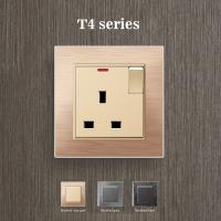 China Type 86 UK Switch Socket UK EU 4 Gang White Metal Sockets 1/2 Way for sale