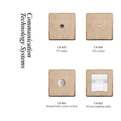 China 13A Gold Wall Switch Covers 5 Hole USB Double Socket  Electrical Power Outlet for sale