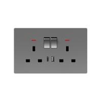 China USBA+C Lighted Wall Switch 13A 2 Gang Surface Mount Light Switch 86mm for sale