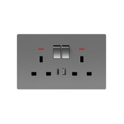 China USBA+C Lighted Wall Switch 13A 2 Gang Surface Mount Light Switch 86mm for sale