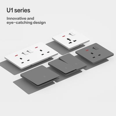 China 16A 3Pin  UK Switch Socket Neon Grey Polished Chrome Sockets 300W for sale