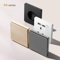 China LED Ring Electric Wall Switch 2 Way White  Silver Sockets And Switches for sale