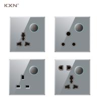 China 250V Wall Touch Reset Switch Socket 3 Way 100000 Times Silver Wall Sockets for sale