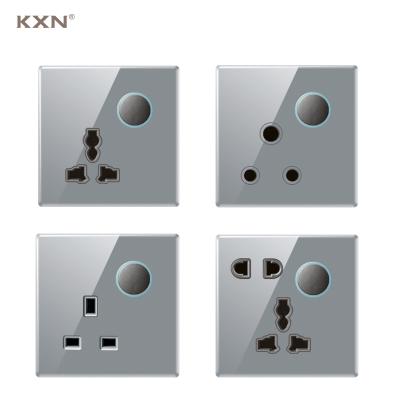 China 250V Wall Touch Reset Switch Socket 3 Way 100000 Times Silver Wall Sockets for sale