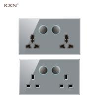 China 250V Wall Touch Reset Switch Socket 3 Way 100000 Times Silver Wall Sockets for sale