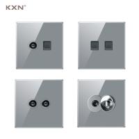 China 250V Wall Touch Reset Switch Socket 3 Way 100000 Times Silver Wall Sockets for sale