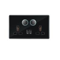 China IP20 UK Switch Socket Acrylic Glass Reset Button Switch Schuko EU FR Type for sale