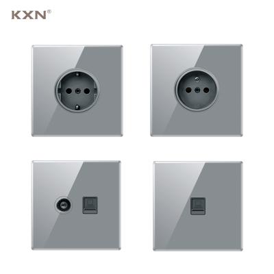 China Wall Touch Reset Switch Socket With LED Light Acrylic Glass Type 86 Wall Switch Germany French 16A Light Switch Power Supply for sale
