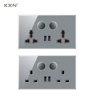 China Wall Touch Reset Switch Socket With LED Light Acrylic Glass Type 86 Wall Switch Germany French 16A Light Switch Power Supply for sale