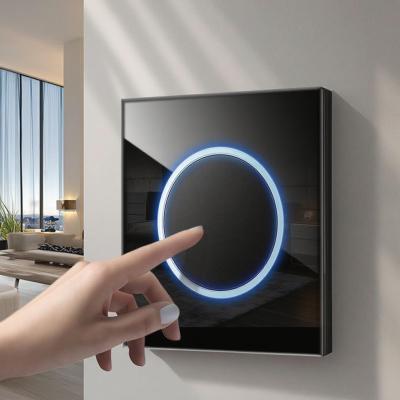 China Wall Reset Switch Socket With LED Indicator Touch Press Button Glass Panel 1 2 3 4 Gang 1 2 Way Type 86 Wall Light Power Supply for sale