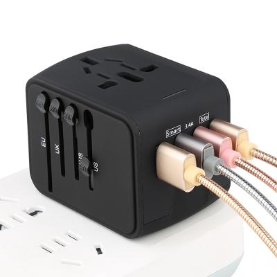 China Hot Sell International Travel Adapter Wall Changer Electrical Plug with 1 Type C and 3 USB Charger Ports for sale