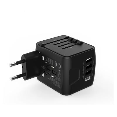 China Worldwide Universal Socket Travel Adaptor Plug with 1 Type C and 3 USB Charger Ports for Business Trip for sale