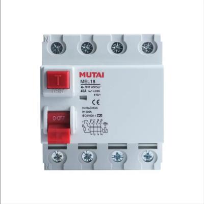 China Factory 16a 25a 40a 40 Amp 63a 80a 100a AC RCCB Price 4P 4 Pole 4 Phase Residual Current Circuit Breaker for sale