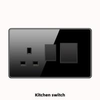 China Hong Kong Version 13A British Socket USB Fast Charging Touch Panel Smart Life Three-hole Square Black Tempered Glass Panel for sale