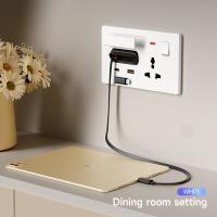China Wall Fast Charging USB Socket,Universal Type-C USB Socket with 80CM Retractable Charging Cable, MAX 20W for sale