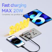 China Wall Fast Charging USB Socket,Universal Type-C USB Socket with 80CM Retractable Charging Cable, MAX 20W for sale