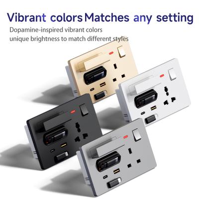China Wall Socket Universal Type-C USB Socket with Retractable Charging Cable, 20W USBA+USBC Port, Wall Fast Charging USB Socket for sale