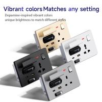 China Universal Type-C USB Socket with Retractable Charging Cable, PC Panel, 20W USBA+USBC Port, Wall Fast Charging USB Socket for sale