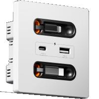 China Universal Type-C USB Socket with Retractable Charging Cable, PC Panel, 20W USBA+USBC Port, Wall Fast Charging USB Socket for sale