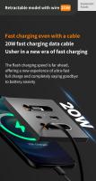 China Universal Type-C USB Socket with Retractable Charging Cable, PC Panel, 20W USBA+USBC Port, Wall Fast Charging USB Socket for sale