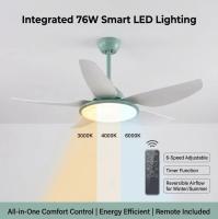 China 44 Inch Ceiling Fan Lights ABS Blades 76W White Ceiling Fan With Light for sale