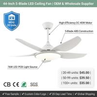 China 44 Inch Ceiling Fan Lights ABS Blades 76W White Ceiling Fan With Light for sale