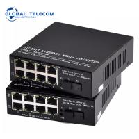 China 100M Fiber Media Converter Single Mode 1 Fiber Port 8 RJ45 Port 25KM for sale