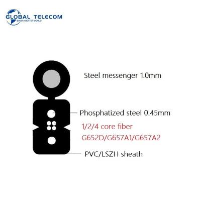 China Indoor Cabling Optical Fiber Drop Cable GJXCH G625D Single Mode for sale