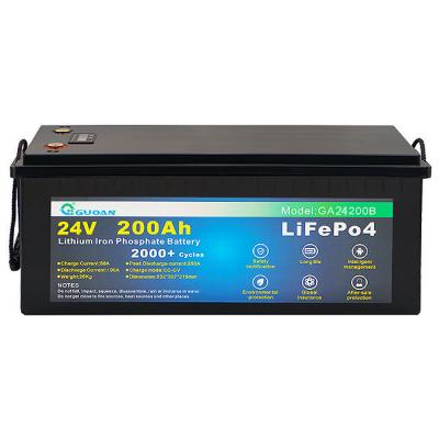 China 24V 200Ah LiFePO4 Battery Pack 4800Wh Deep Cycle Lithium Battery for EV Solar RV for sale