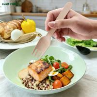 China 6 in 1 Disposable Wooden Cutlery Set Chemical Free Birchwood Custom Printing for sale