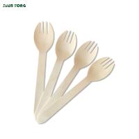 China Eco Friendly Birch Wood Disposable Cutlery Sporks fork Catering 160mm for sale