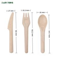 China Biodegradable Disposable Sugarcane Bagasse Cutlery Set Pulp Flatware 100% Natural for sale