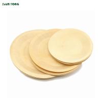 China Eco Friendly Round Disposable Wooden Plate Birch Poplar Wood Bulk for sale