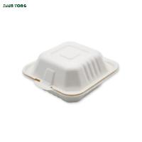China 9x6 Disposable Bagasse Clamshell Containers Burger Box Water Resistant for sale