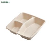 China Eco Disposable Biodegradable Sugarcane Trays Bagasse Chip Tray With Lid for sale