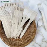 China Bulk Bamboo Disposable Tableware Fork 165mm With Stiffener For Steak Salad for sale