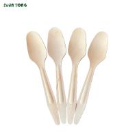 China 185mm 100% Compostable Birch Disposable Wooden Spoons with Stiffener For Food Service & Takeaway for sale