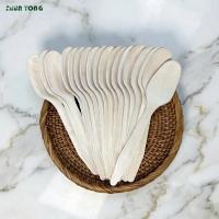 China 185mm 100% Compostable Birch Disposable Wooden Spoons with Stiffener For Food Service & Takeaway for sale