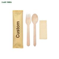China Premium Birch Bamboo Wooden Utensils Disposable Cutlery Set 160mm Spoons And Forks for sale