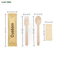 China Premium Birch Bamboo Wooden Utensils Disposable Cutlery Set 160mm Spoons And Forks for sale