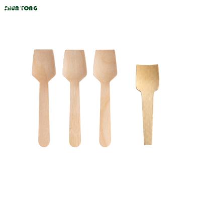 China Premium Disposable Wooden Teaspoons for Gelato Desserts Square Head 75mm for sale