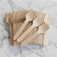 China Premium Disposable Wooden Teaspoons for Gelato Desserts Square Head 75mm for sale