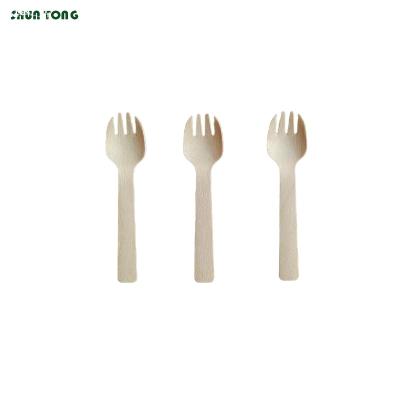 China 105mm Wooden Disposable Utensils Spork Eco Cutlery For Desserts Tasting Custom for sale