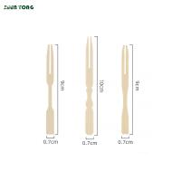 China OEM Disposable Bamboo Tableware Double Prong Fruit Forks For Catering & Events for sale