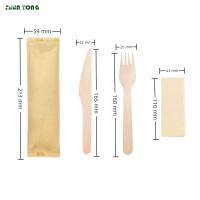 China 3 In 1 Disposable Wooden Cutlery Set Knives And Forks Smooth Birch For Horeca & Catering for sale