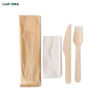 China 3 In 1 Disposable Wooden Cutlery Set Knives And Forks Smooth Birch For Horeca & Catering for sale